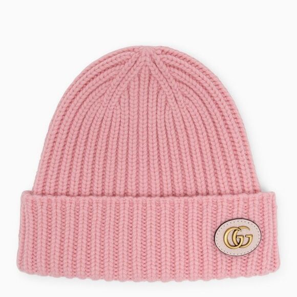 Gucci | Accessories | Gucci Pink Cashmere Cap With Logo | Poshmark